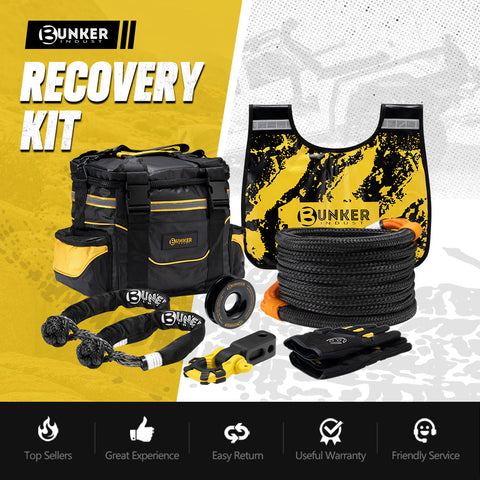 Bunker Indust Recovery Kit 4x4 Kinetic Rope Soft Shackles Winch Dampen ...