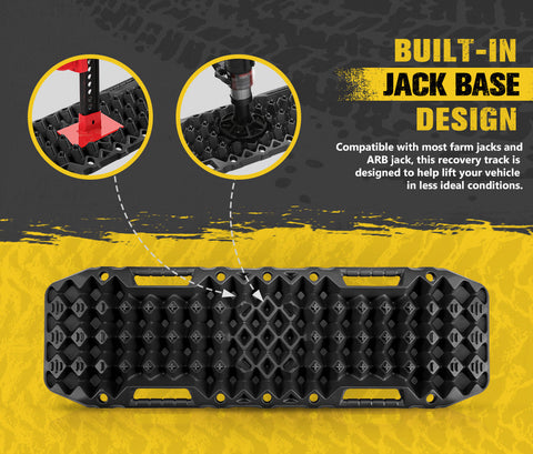 Pair 10T Recovery Tracks Sand Track with Jack Base Sand Snow Mud Trax ...